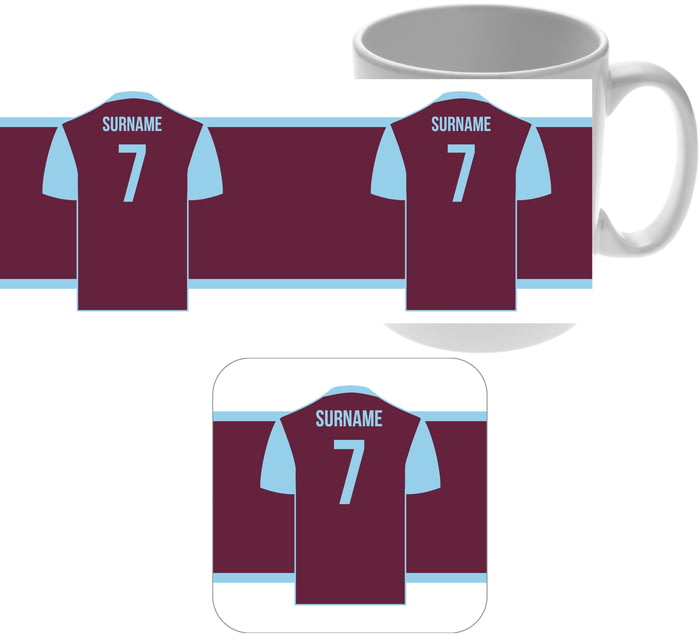 Personalised 'Back of Shirt' Mug & Coaster Set for Burnley supporters ...