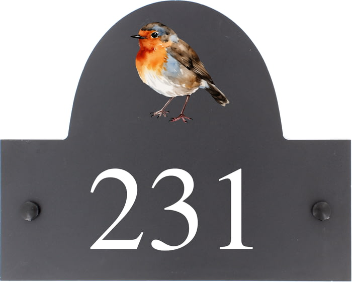 Personalised Robin Bird Motif Slate House Name or Number Plaque/Sign ...