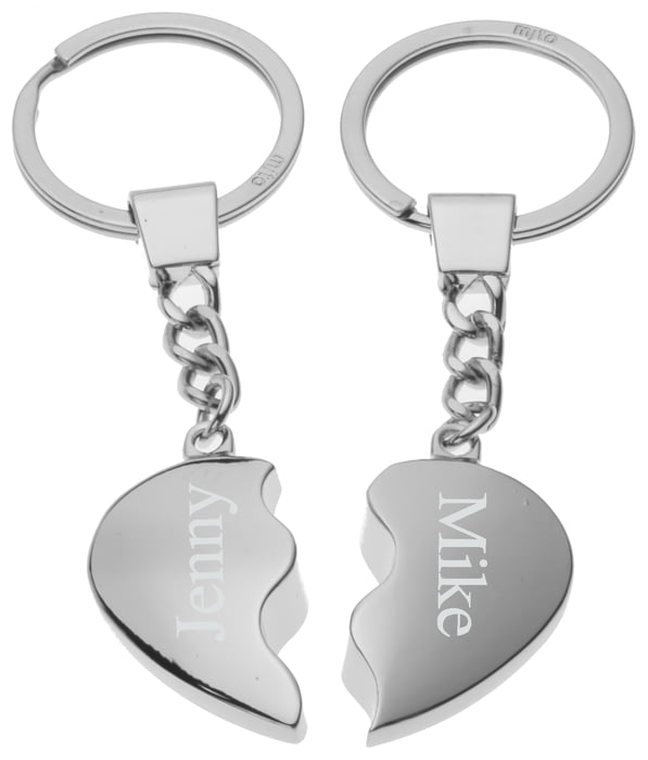 Personalised Engraved Silver Plated Joining Heart Keyrings from Go Find ...