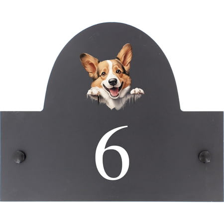 Personalised Pembroke Welsh Corgi Dog Motif Slate House Name or Number ...