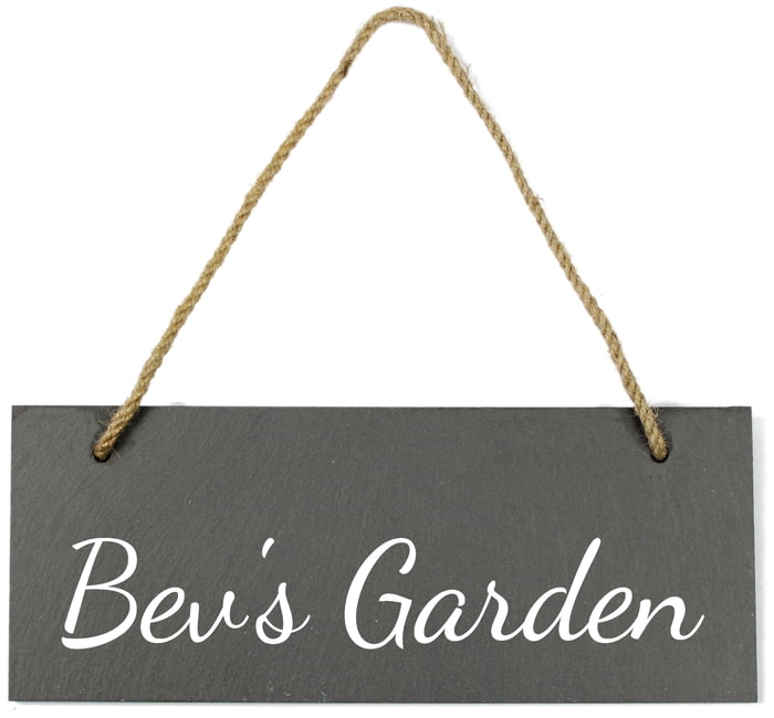Personalised Hanging Rectangle Slate Plaque Sign - 25x10cm - Outdoor ...