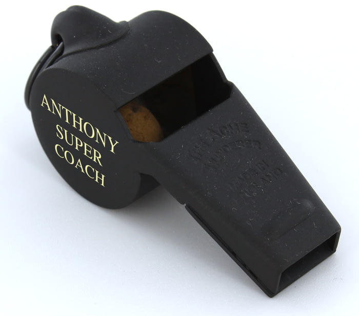Personalised Engraved Matt Black Acme Thunderer 58.5 Referee Whistle in ...