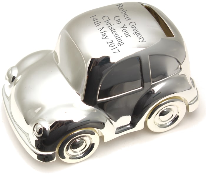 Personalised Engraved Silver Car Money Box from Go Find A Gift